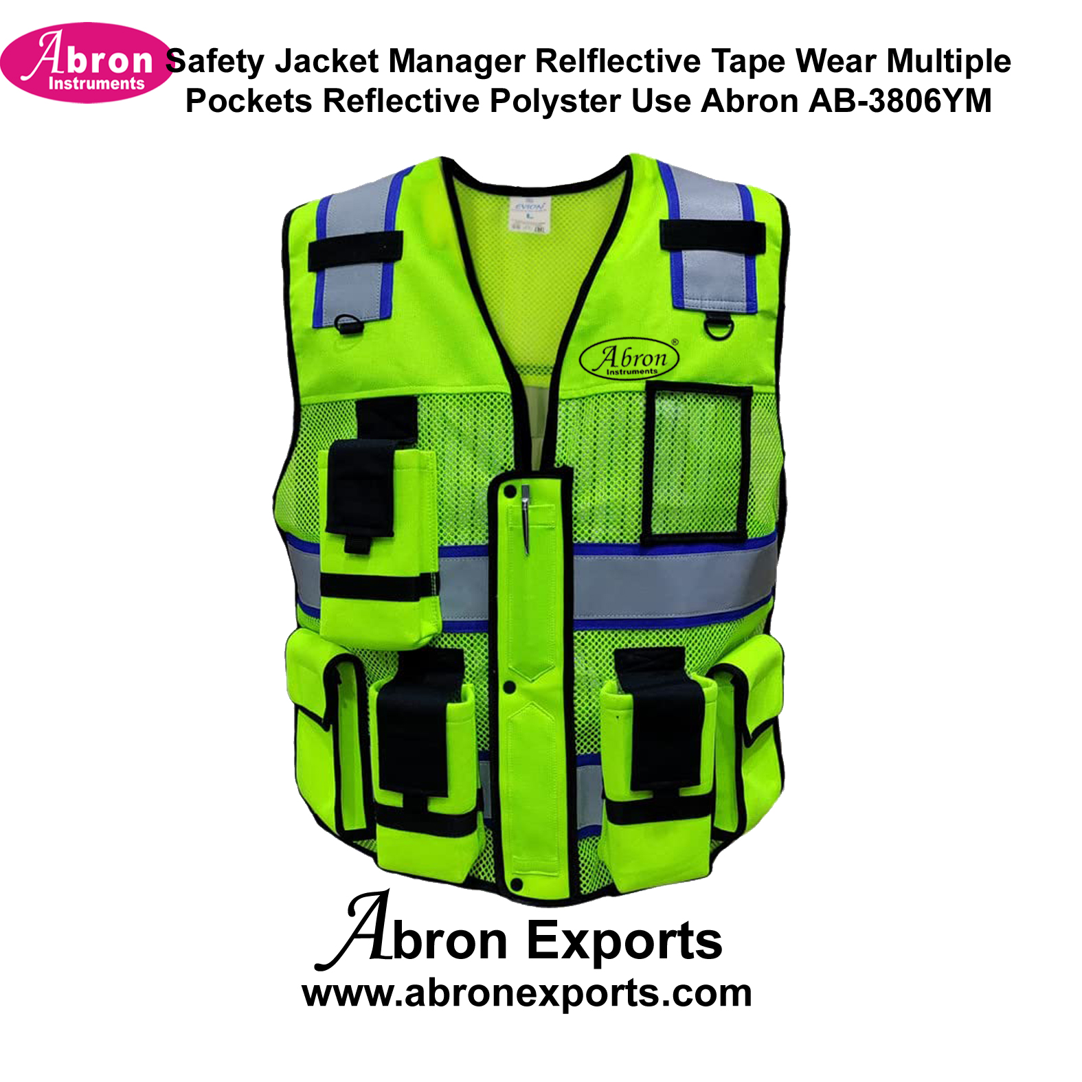 Safety Jacket Manager Relflective Tape Wear Multiple Pockets Reflective ...