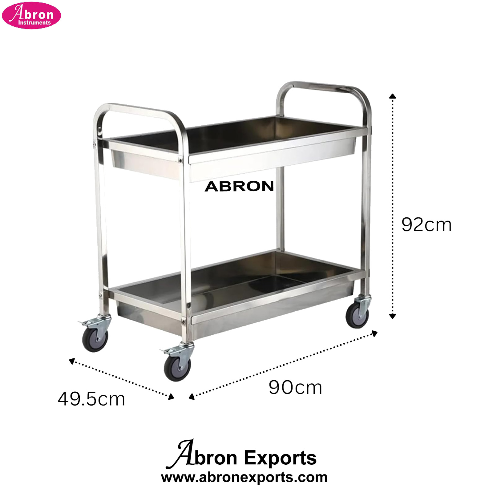 Trolley SS 90x49x92cm with wheels 90mm Depth Heavy Stainless steel ...