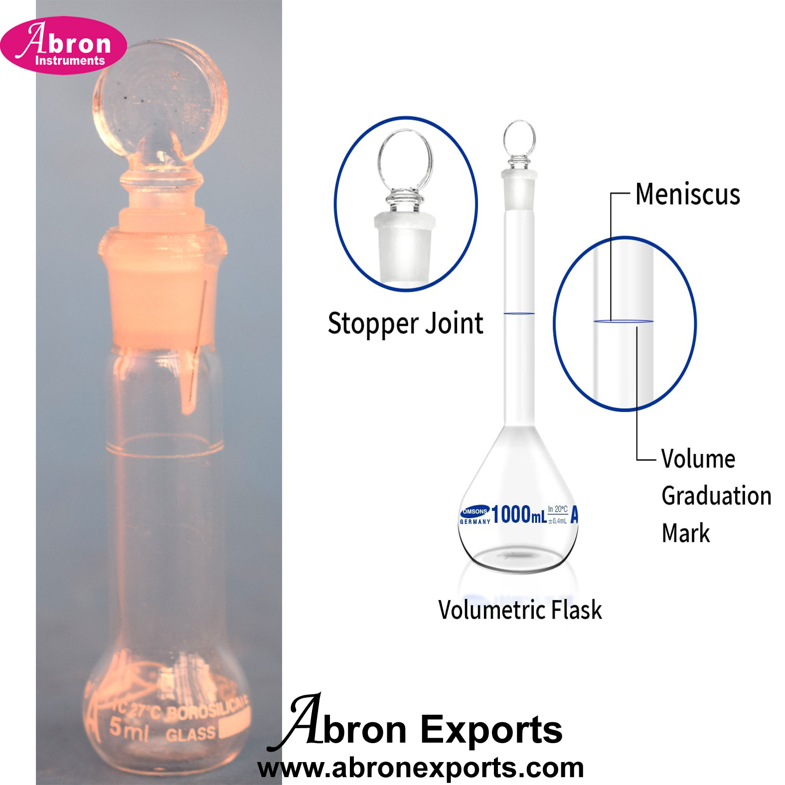 Glass Flask Measuring Volumetric Flask class A 5ml-borosilicate glass ...