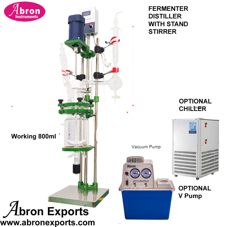 Glass Fermentation Bottle 500ml Jacket with Stand Stirrer Teflon with ...