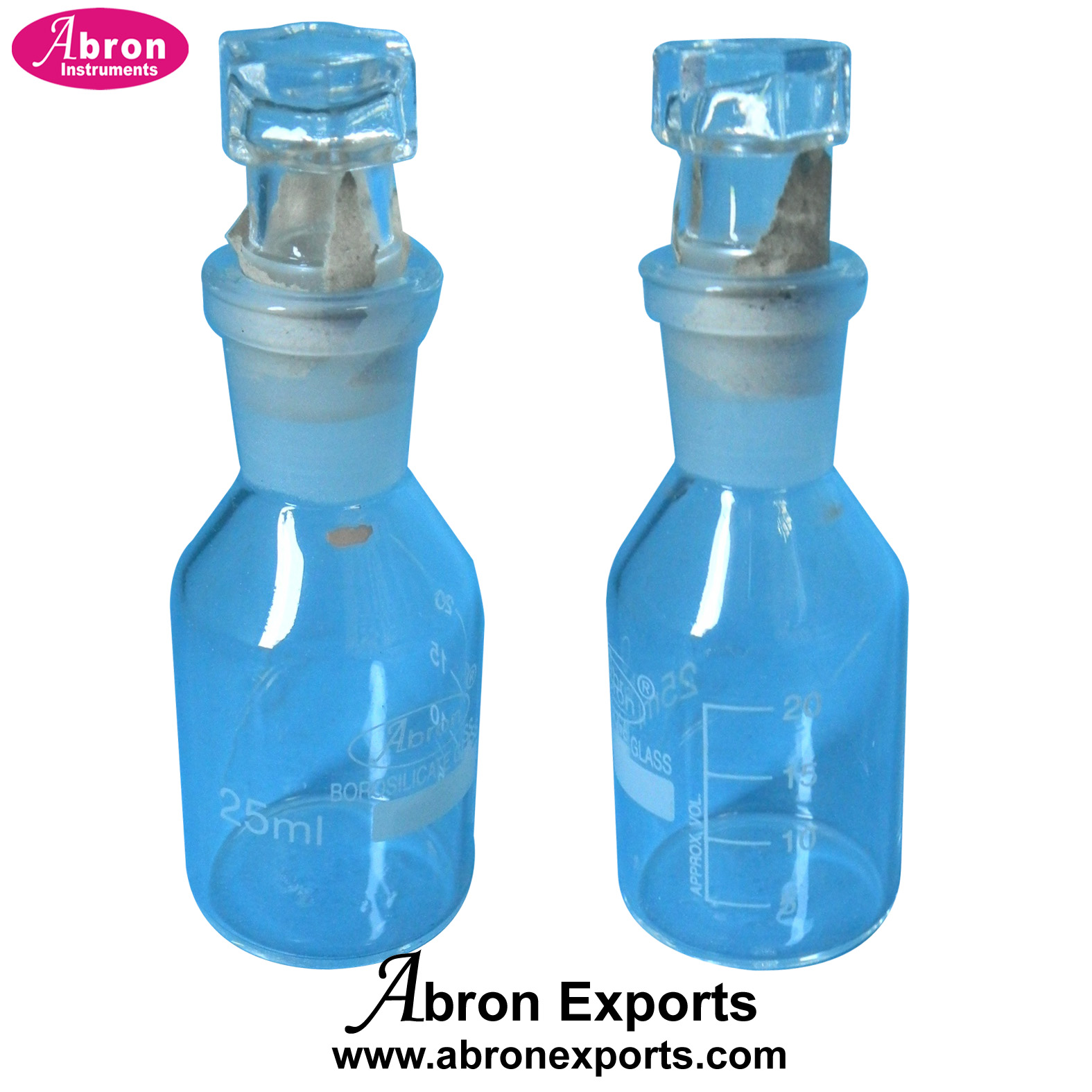 Glass Reagent Bottle 25ml or 50ml Flat Hollow Hexa Stoppered Ground ...