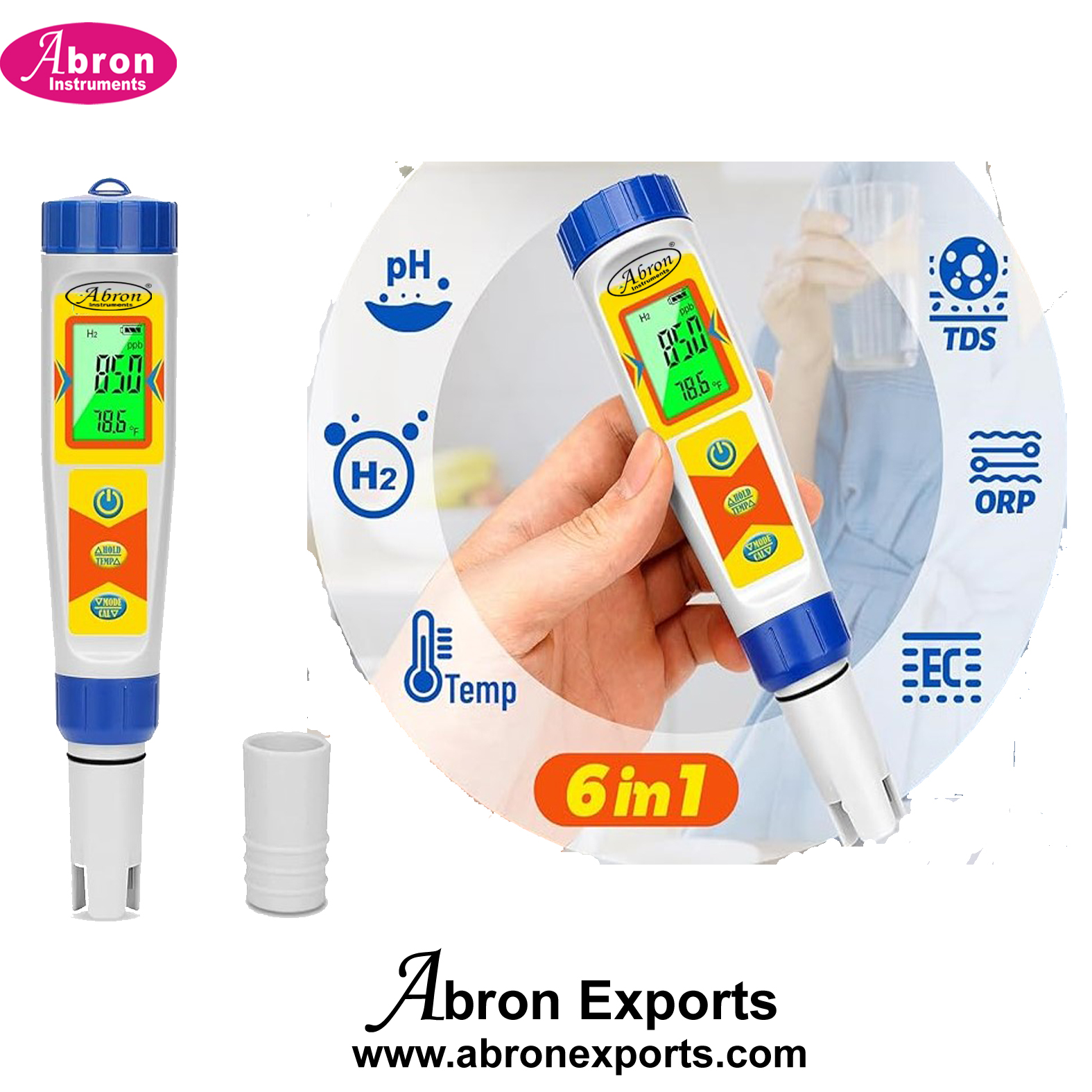 Digital pH Meter 6 in1 Hydrogen Tester pH H2 ORP TDS EC Temp Tester ...