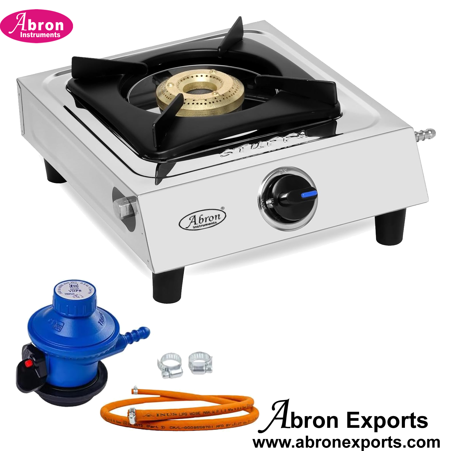 Gas Stove LPG 1 Burner Stainless Steel SS Body With Regulator Rubber ...