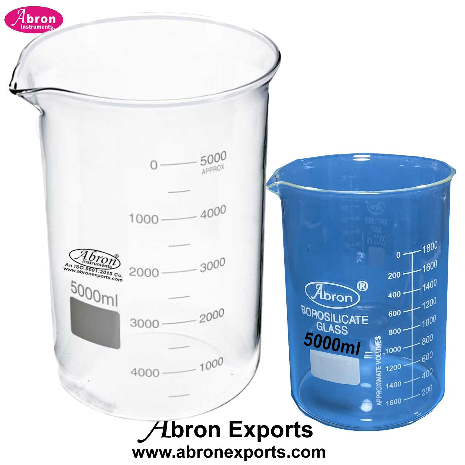 Glass Beaker With Pouring Lip 5000ml 5 Liters Graduted Approx BG ...