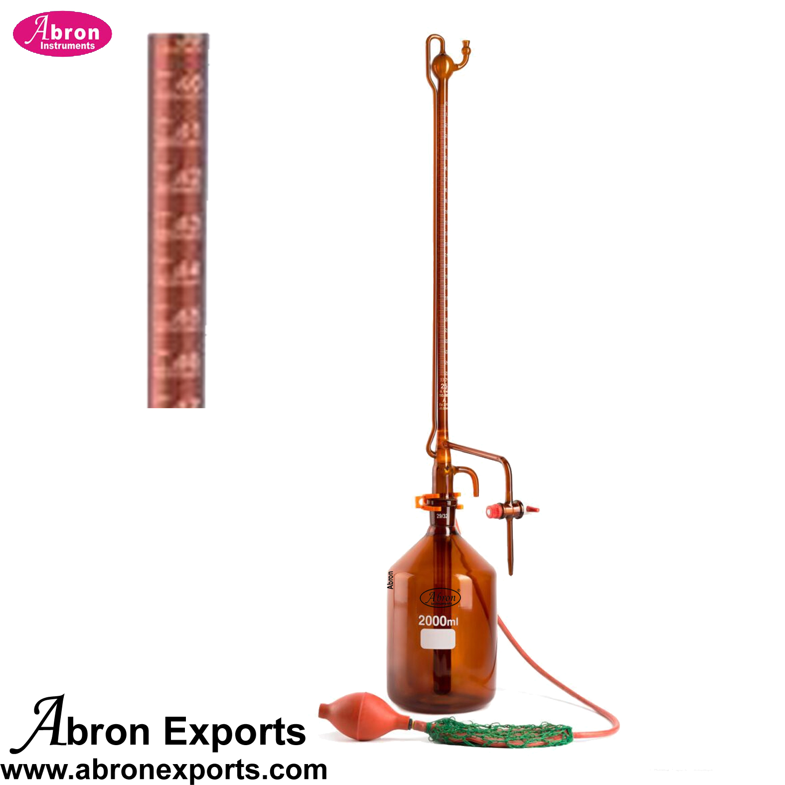 Burette Amber Auto Zero Graduated 25ml x1ml Withbottle 1000ml Stopcock ...