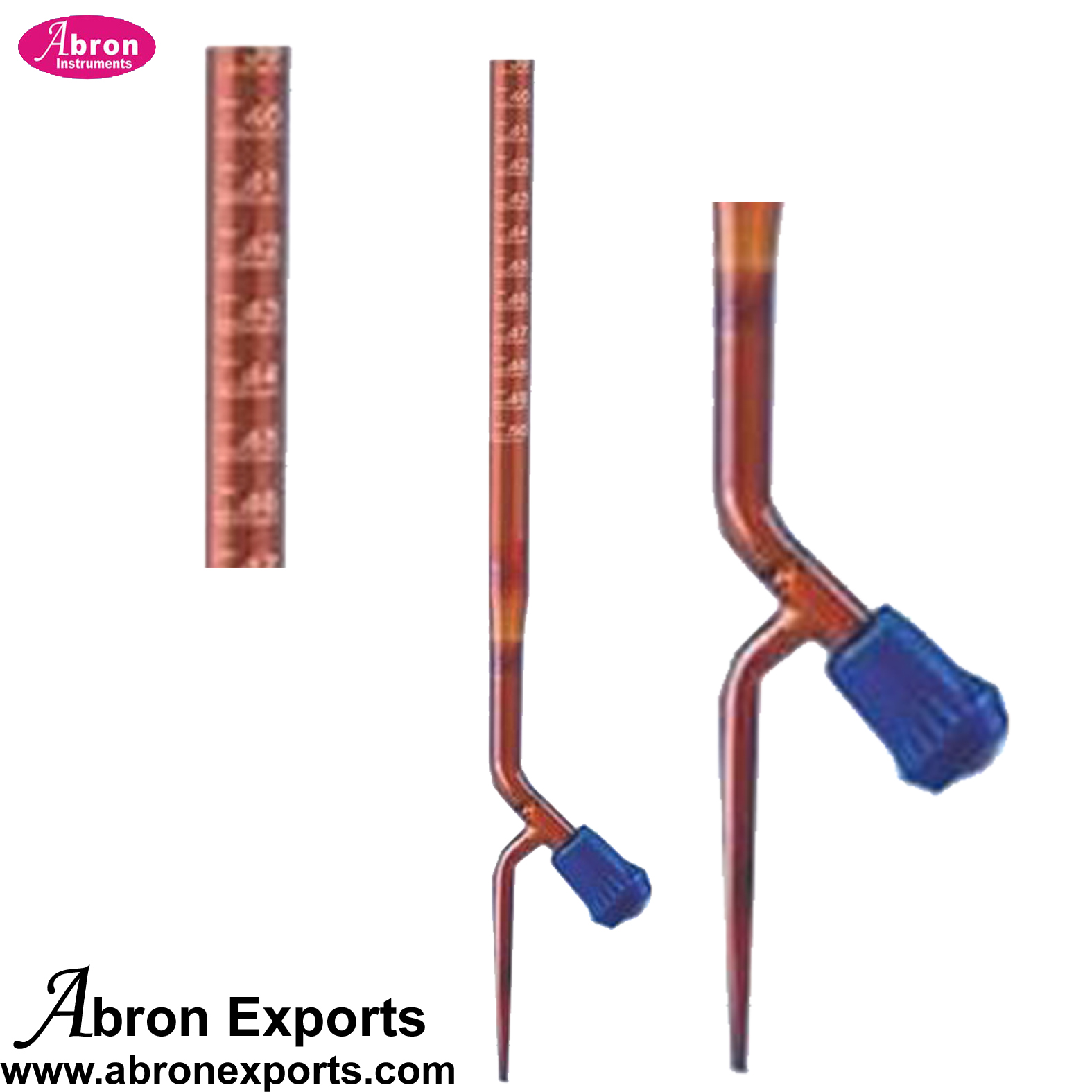 Glass Burette Amber Graduated 25ml x0.1ml with Teflon stopcock Boroflo ...