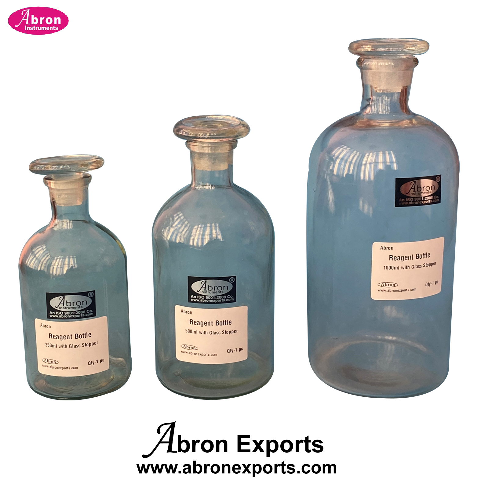 Glass Reagent Bottles Hard Glass 100ml Grounded NMFS Narrow Mouth flat ...