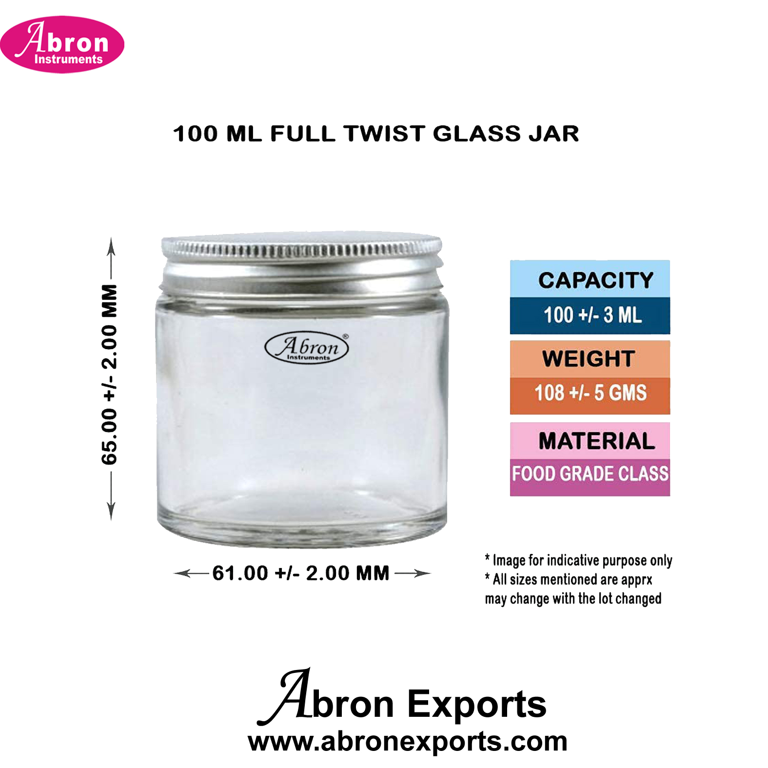 Glass Bottle Jar Container Preservation 100ml 62mm Metallic Screw Cap ...