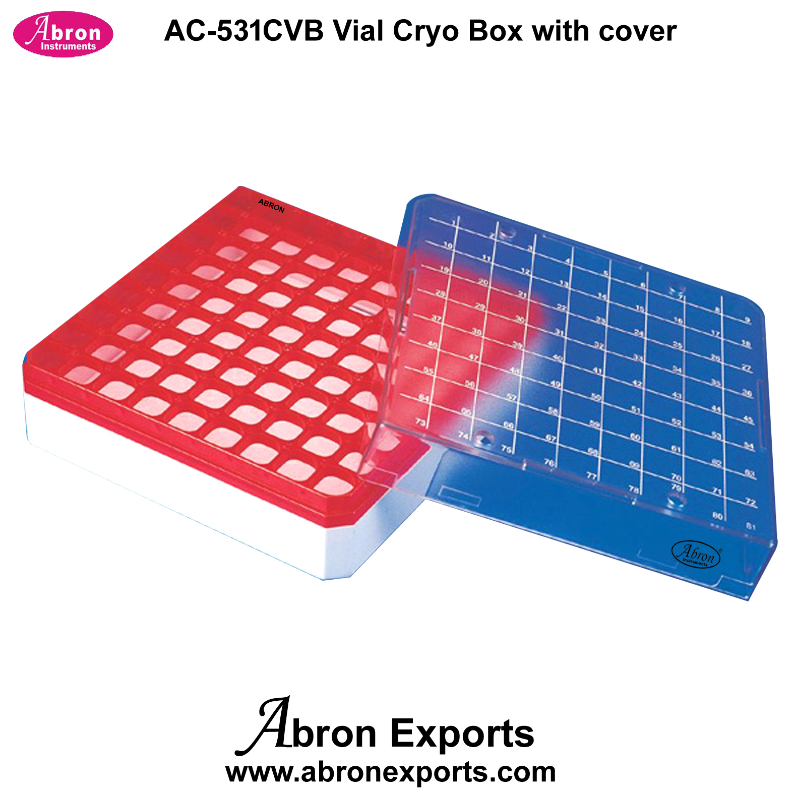 Cryo Vial Box 64 Places 1ml 1.8 4.5ml Autoclabale Abron AC-531CVB64 ...
